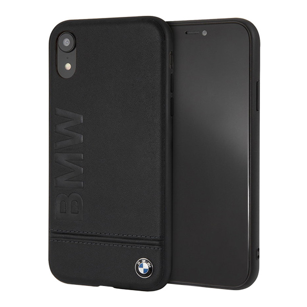 BMW Genuine Leather Hard Case with Imprint Logo for iPhone Xr - Black ...
