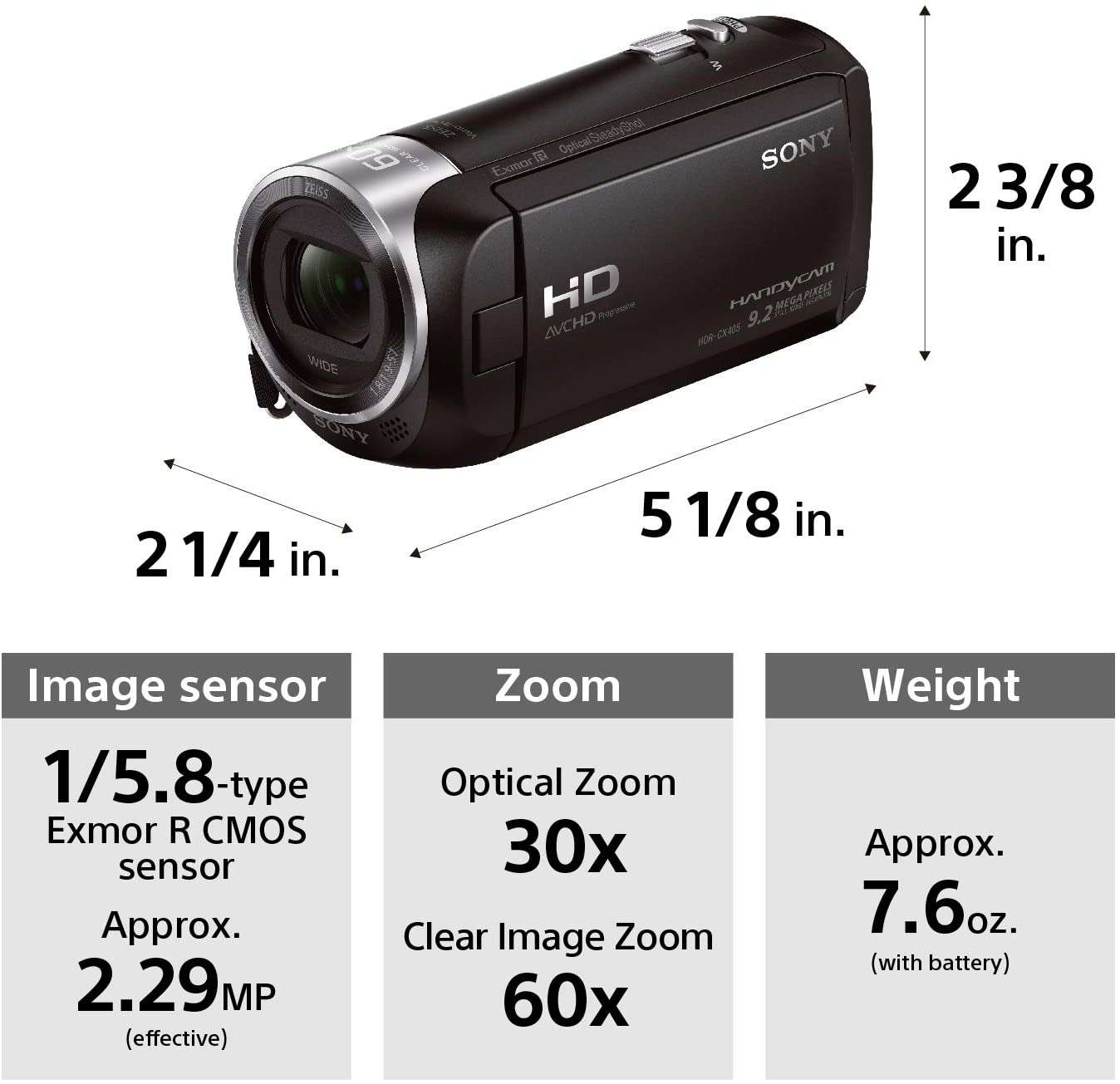 Sony HDR CX 405 9.2MP, Full HD Camcorder, Black