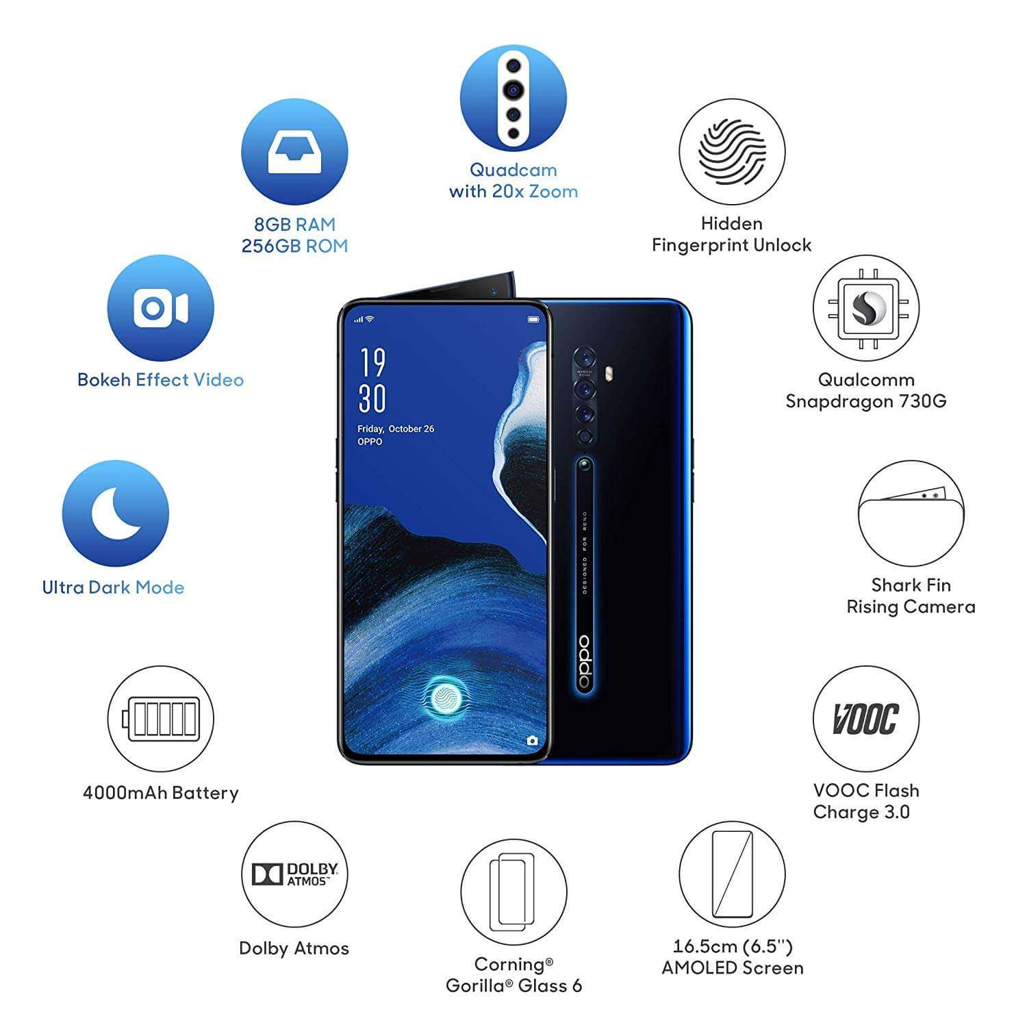 OPPO Reno2 Dual SIM 8GB RAM 256GB 4G LTE Luminous Black